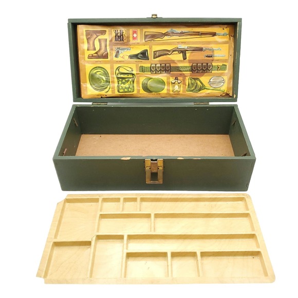 Hasbro | Toys | Vintage Military Green Gi Joe Wooden Brass Footlocker Storage Box 96s | Poshmark